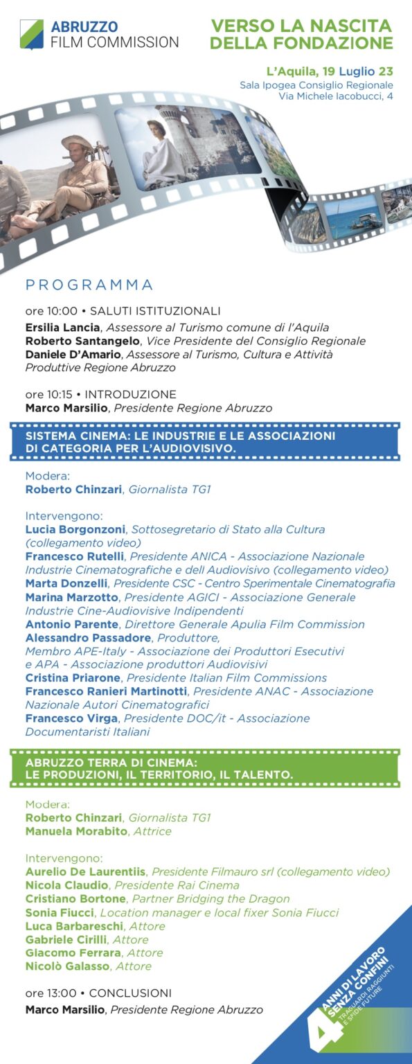 Abruzzo Film commission: verso la nascita della Fondazione – Italian ...
